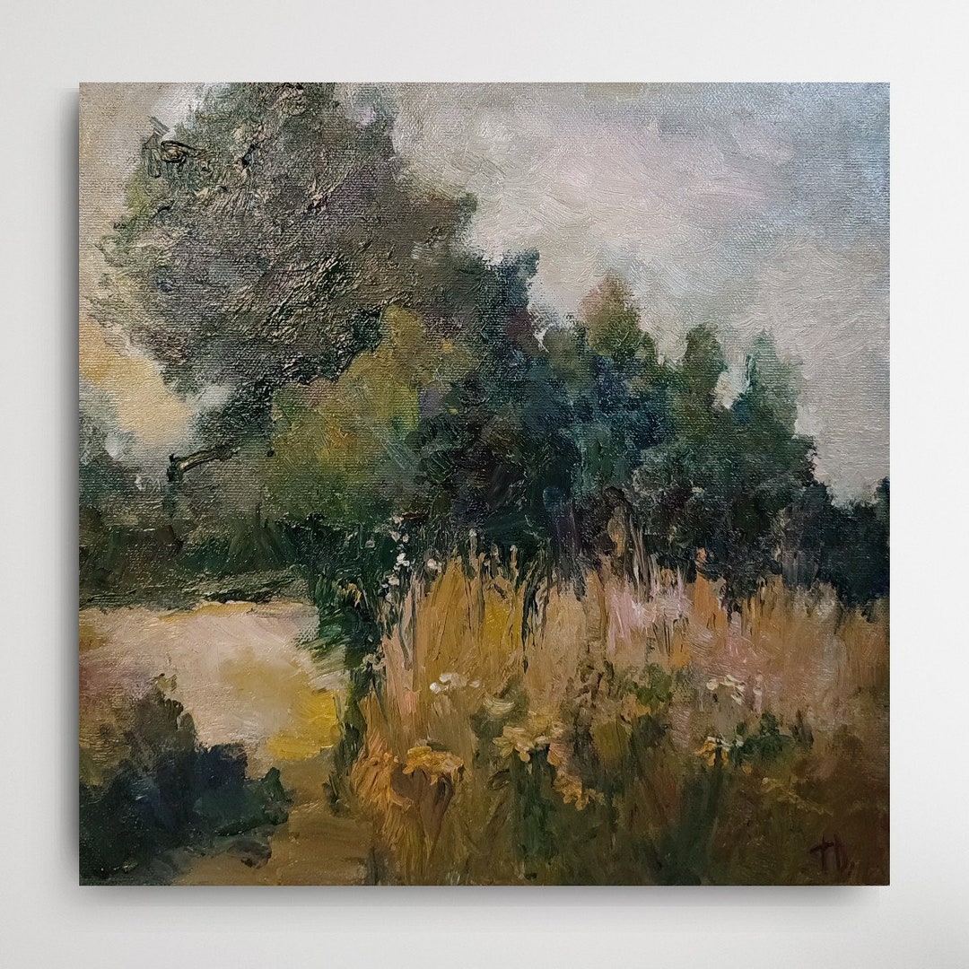 Countryside Painting, Original Oil Painting on Canvas, Autumn Feld ...
