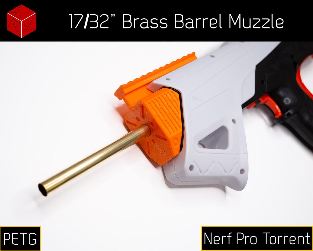 Extended Barrel Muzzle [PETG] for 17/32in Brass Barrels for Nerf Pro ...