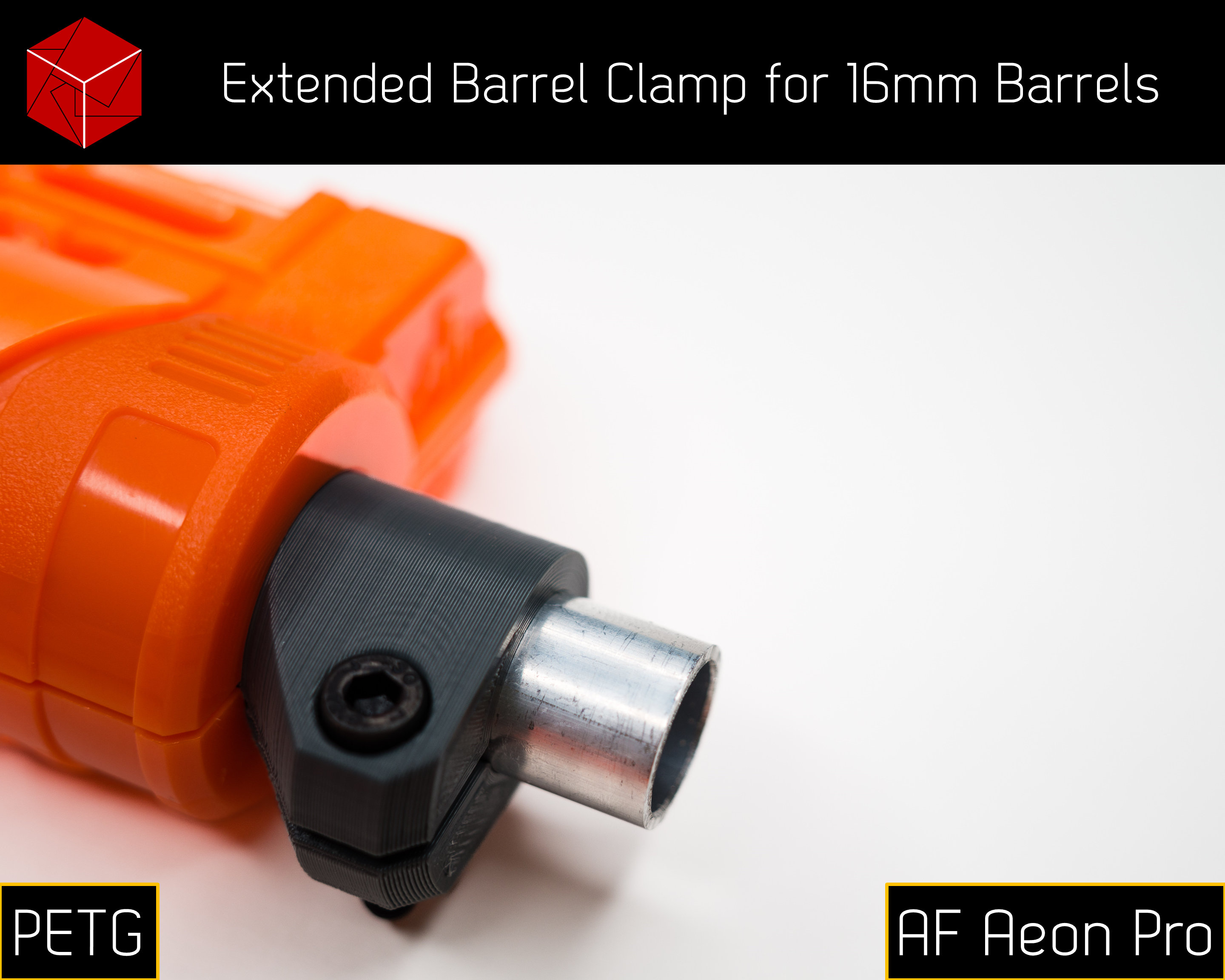 Extended Barrel Clamp for 16mm Barrels PETG for Adventure Force Aeon ...