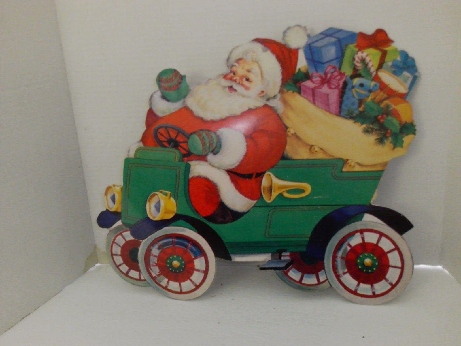 Vintage Santa Driving Antique Old Car Die Cut- Cut Out - Etsy