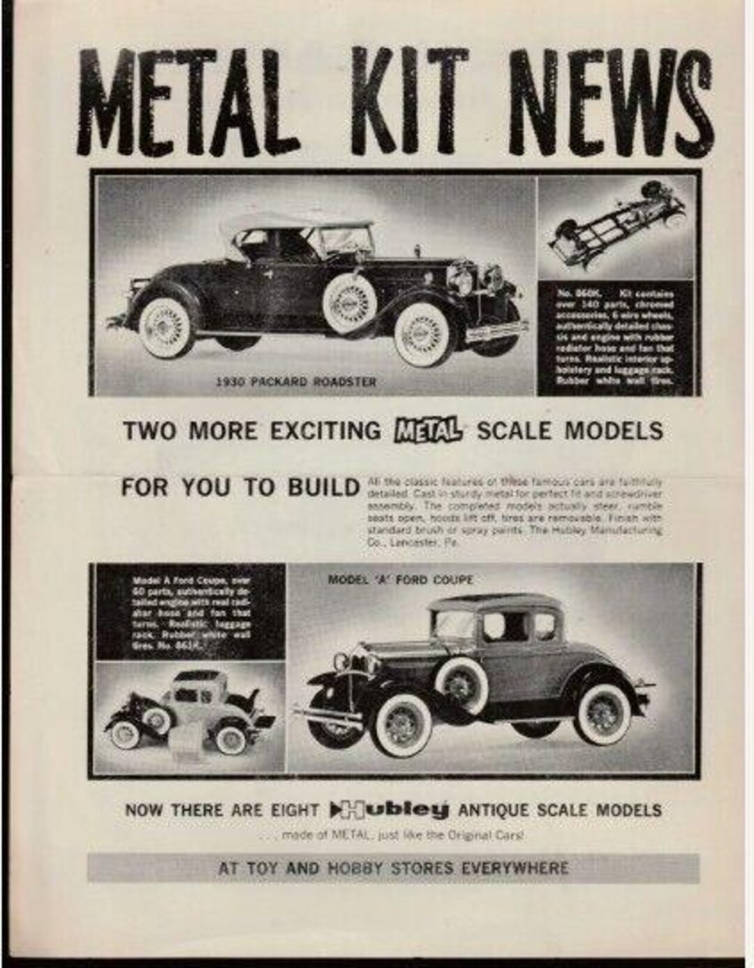 Hubley Model Kits Newsletter 1960's - Etsy