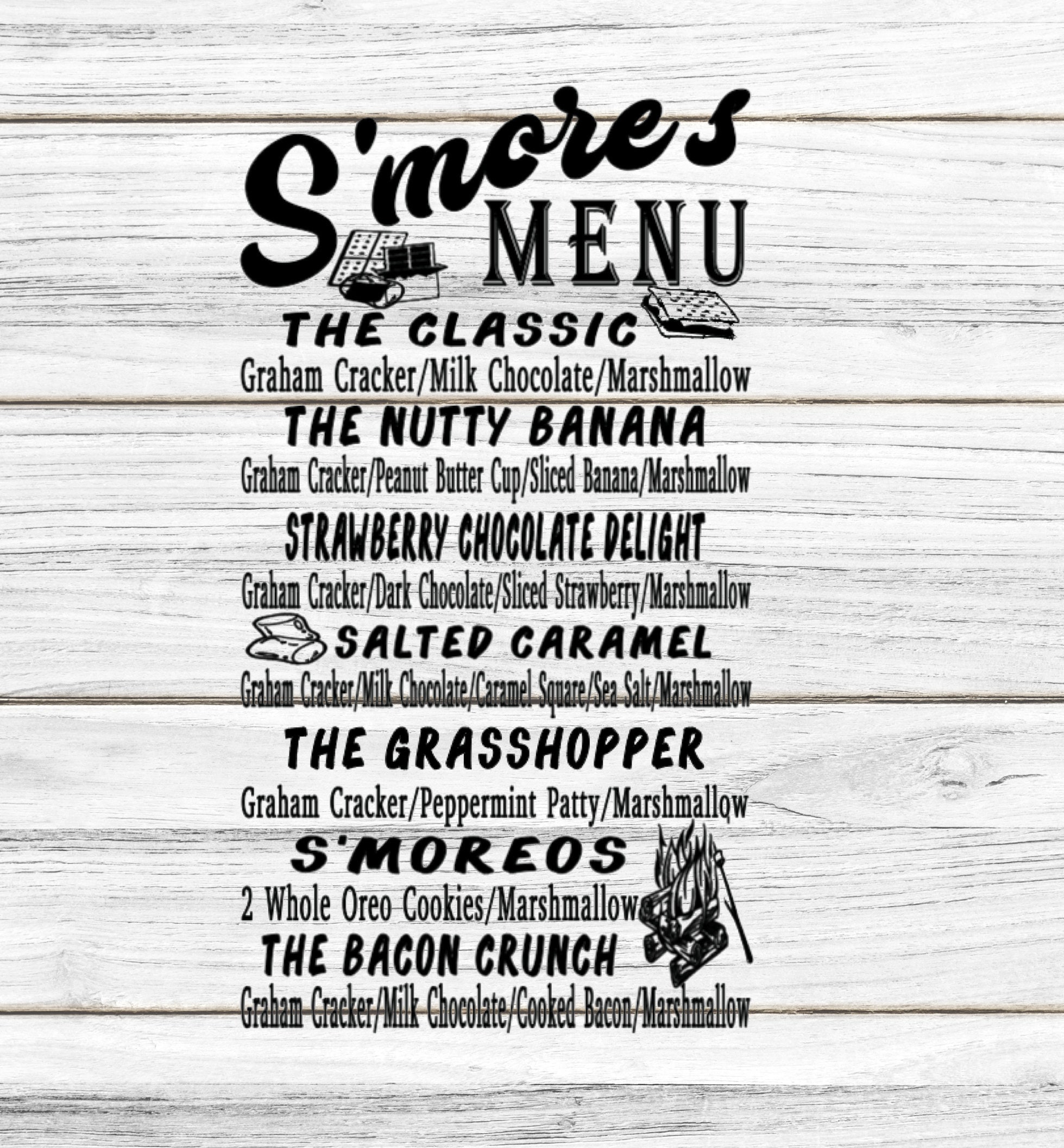 Smores Menu Svg/digital File Bundle - Etsy