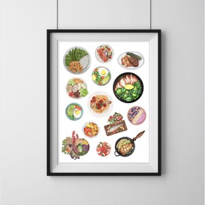 Simple Watercolor Food Assortment Digital Poster - Etsy