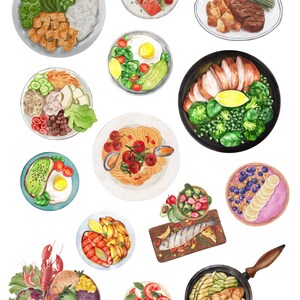 Simple Watercolor Food Assortment Digital Poster - Etsy