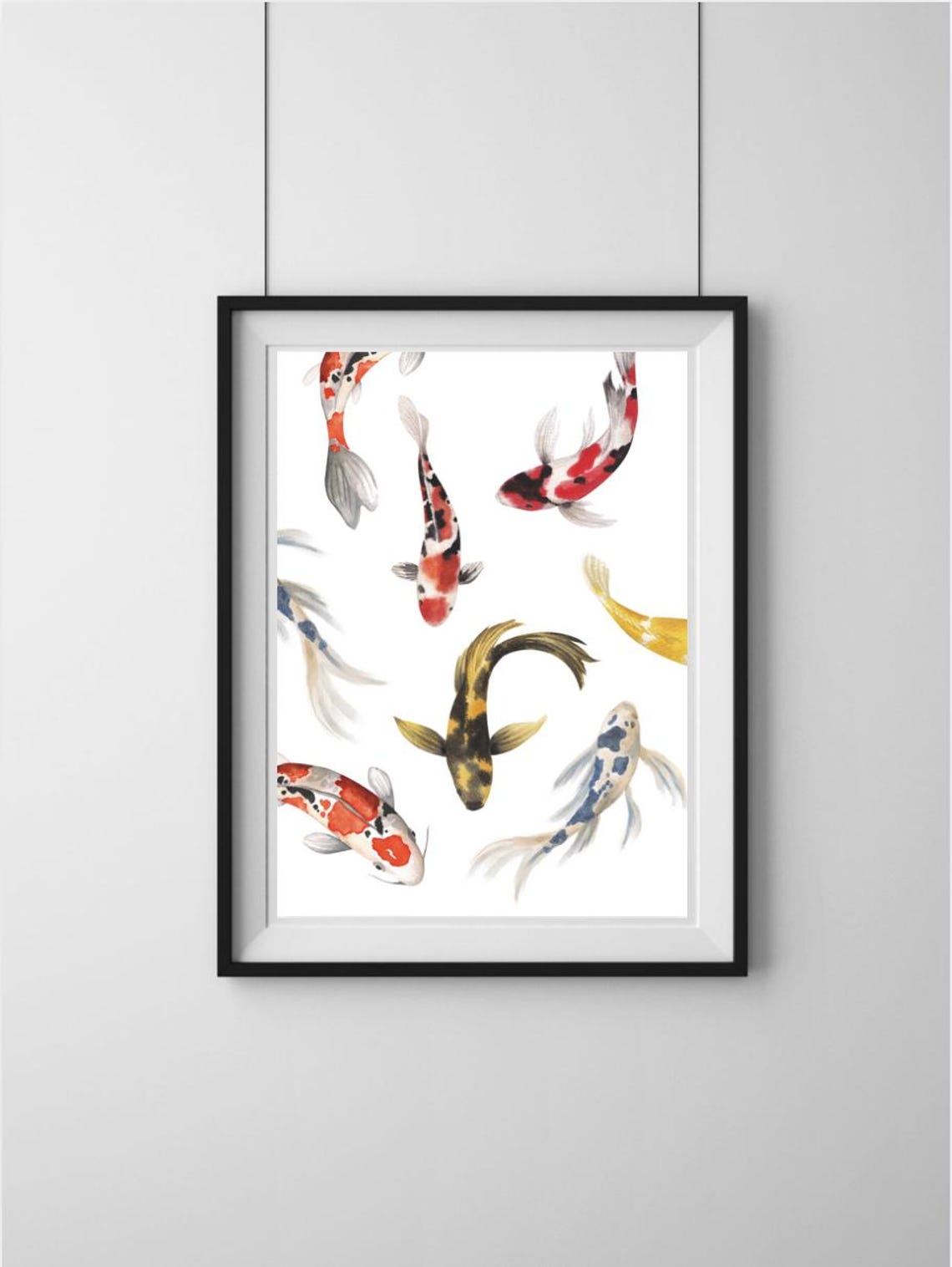 Simple Watercolor Koi Fish Pinterest Digital Poster - Etsy