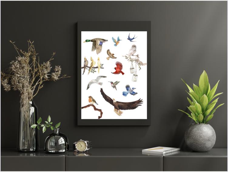 Simple Watercolor Birds Pinterest Digital Poster - Etsy