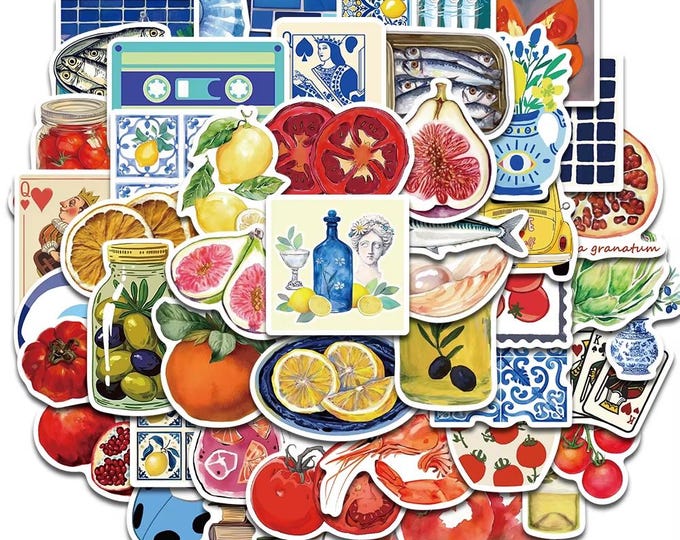 Mediterranean Tomato Stickers | Kawaii Aesthetic Vinyl Stickers for ...