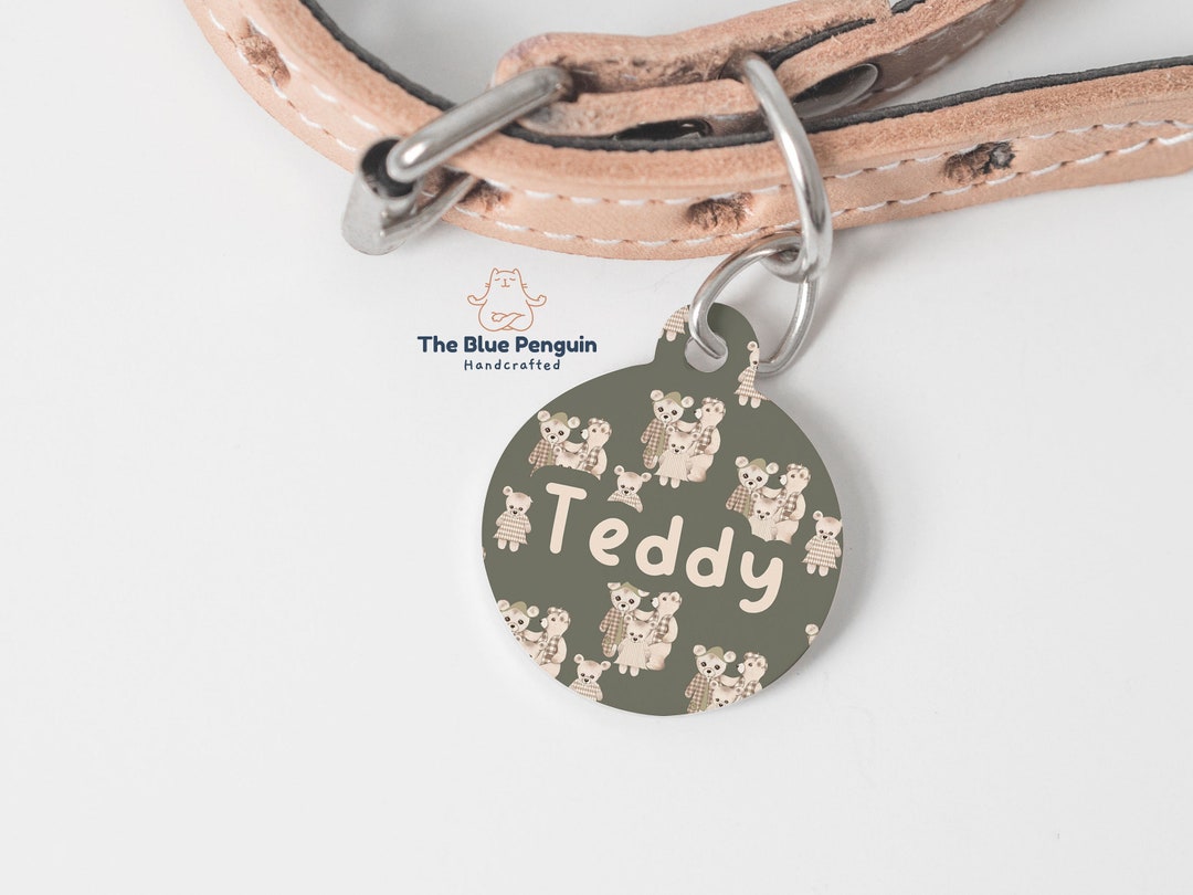 Personalised Dog ID Tag Cute Teddy Bear Cat Pet Tags Custom Name Tag ...