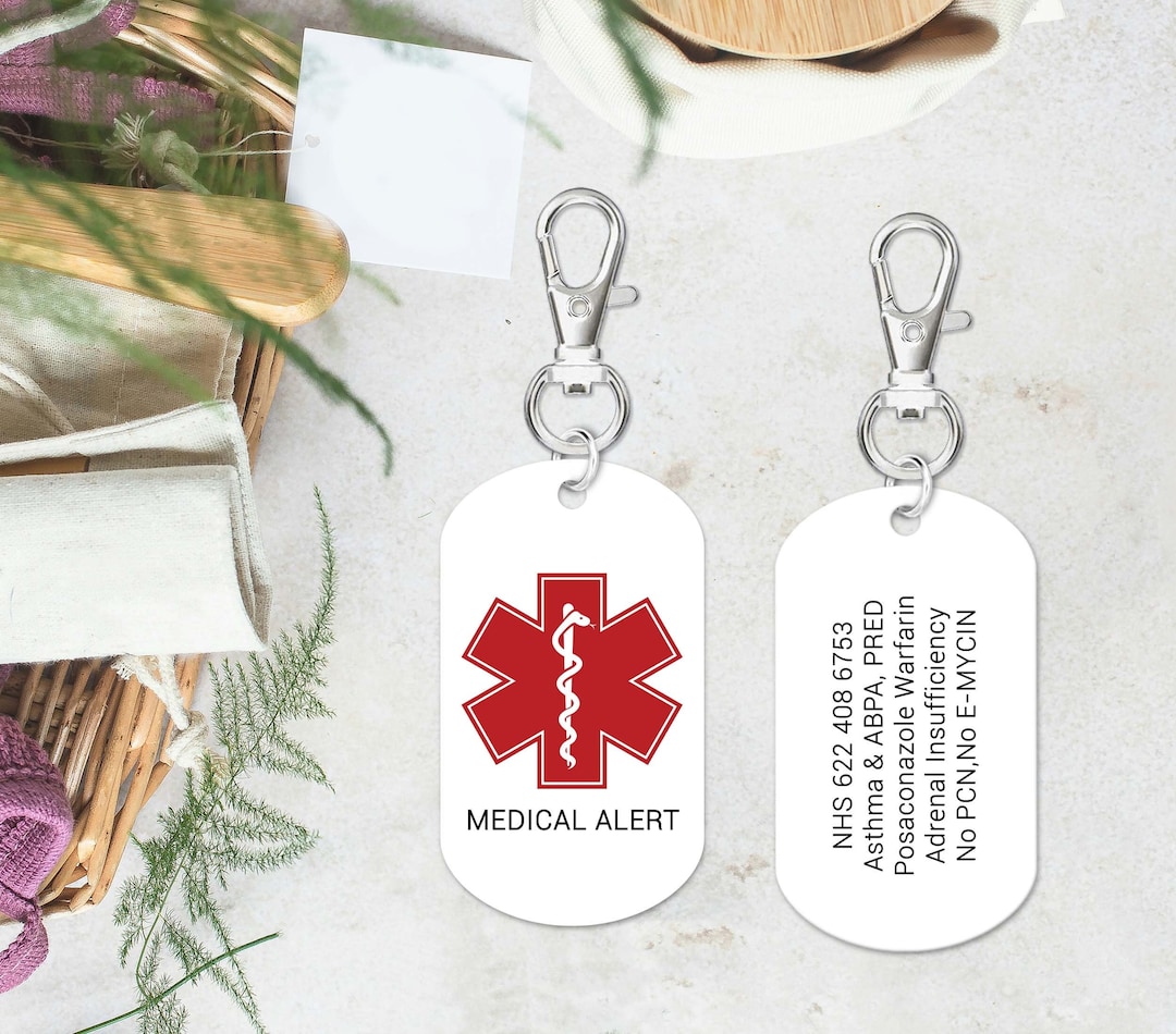 Emergency Medical Alert Army Tag Custom Keyring Personalised Medical ...