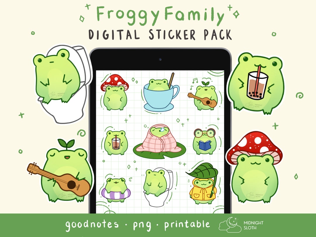 Digital Frog Stickers | Goodnotes Stickers | Notability | Pre-cropped ...