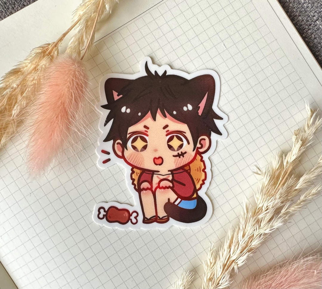 Luffy Cat Sticker | Straw Hat Pirate | One Piece Anime | Chibi | Vinyl ...