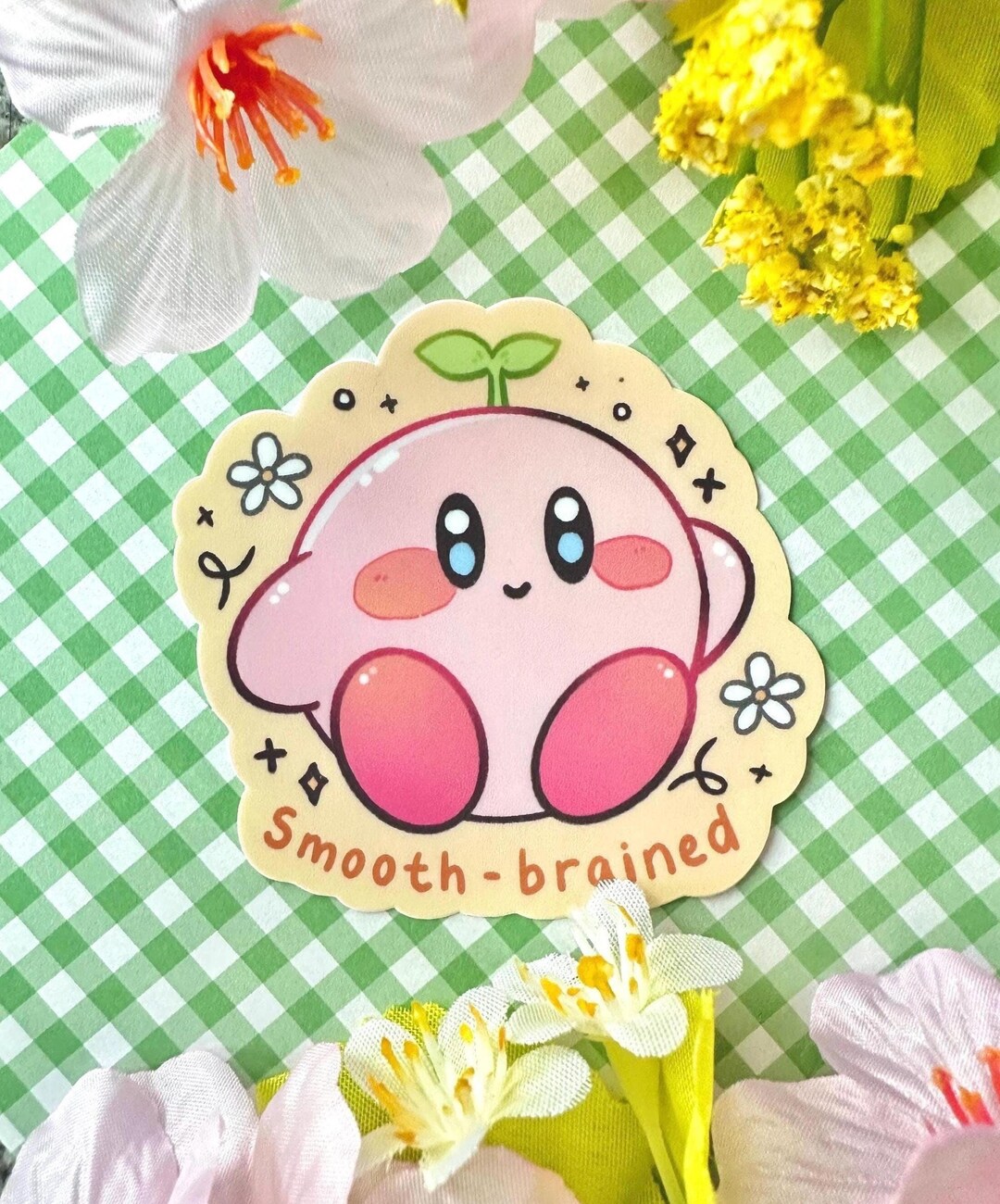 Kirbo Smooth Brain Sticker Anime Decal Vinyl Matte Kawaii Laptop Water ...