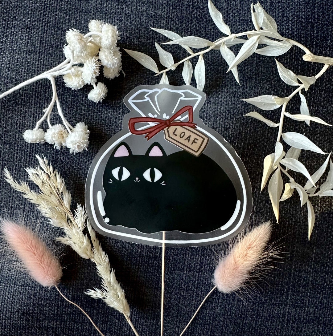Clear Cat Loaf Sticker | Black Cat | Transparent Matte Vinyl ...