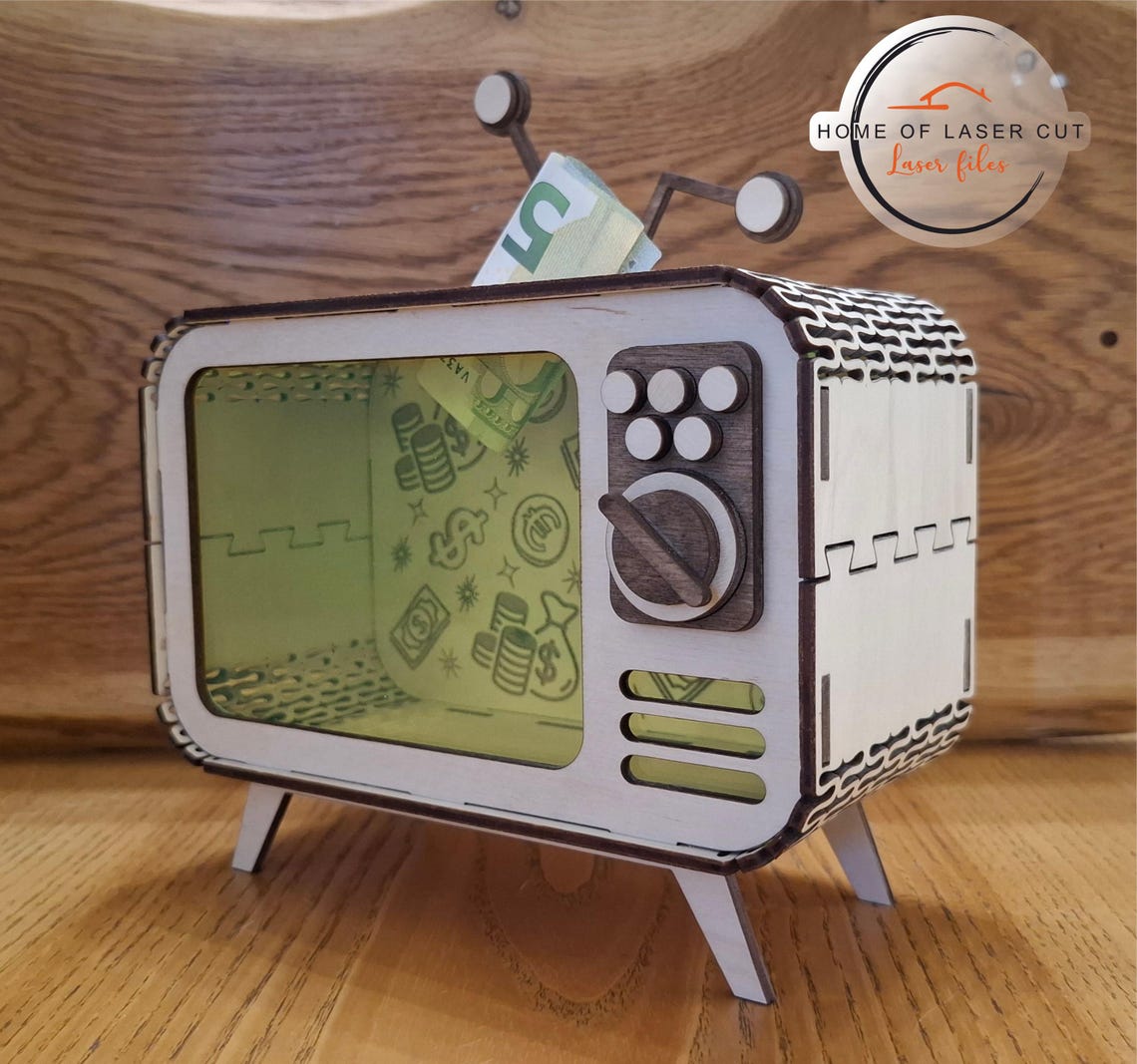 Money Box Like an Old Tv, Laser File for 3mm & 4mm Materials. Svg Dxf ...