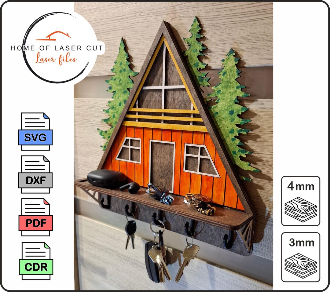 Key Rack, Forest Cabin, Laser Files Svg Dxf Cdr Pdf. - Etsy