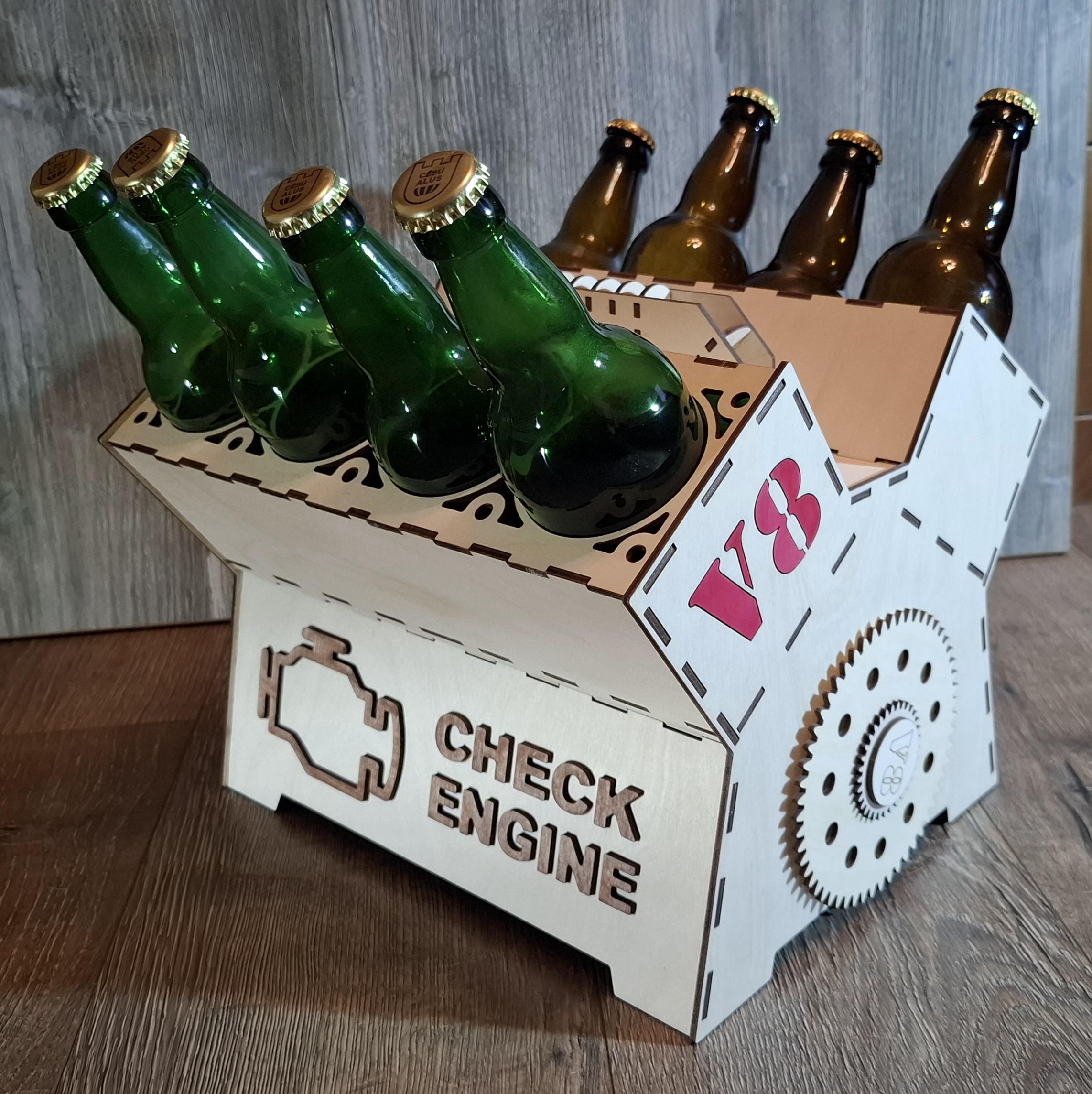 Archivo de corte láser para portabotellas de cerveza con motor V8 (3 mm ...