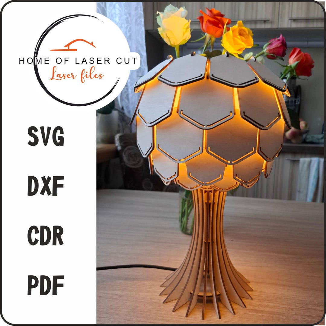 Scandinavian Pine Cone Desk Lamp Laser Cut File (svg Dxf Cdr Pdf) - Etsy