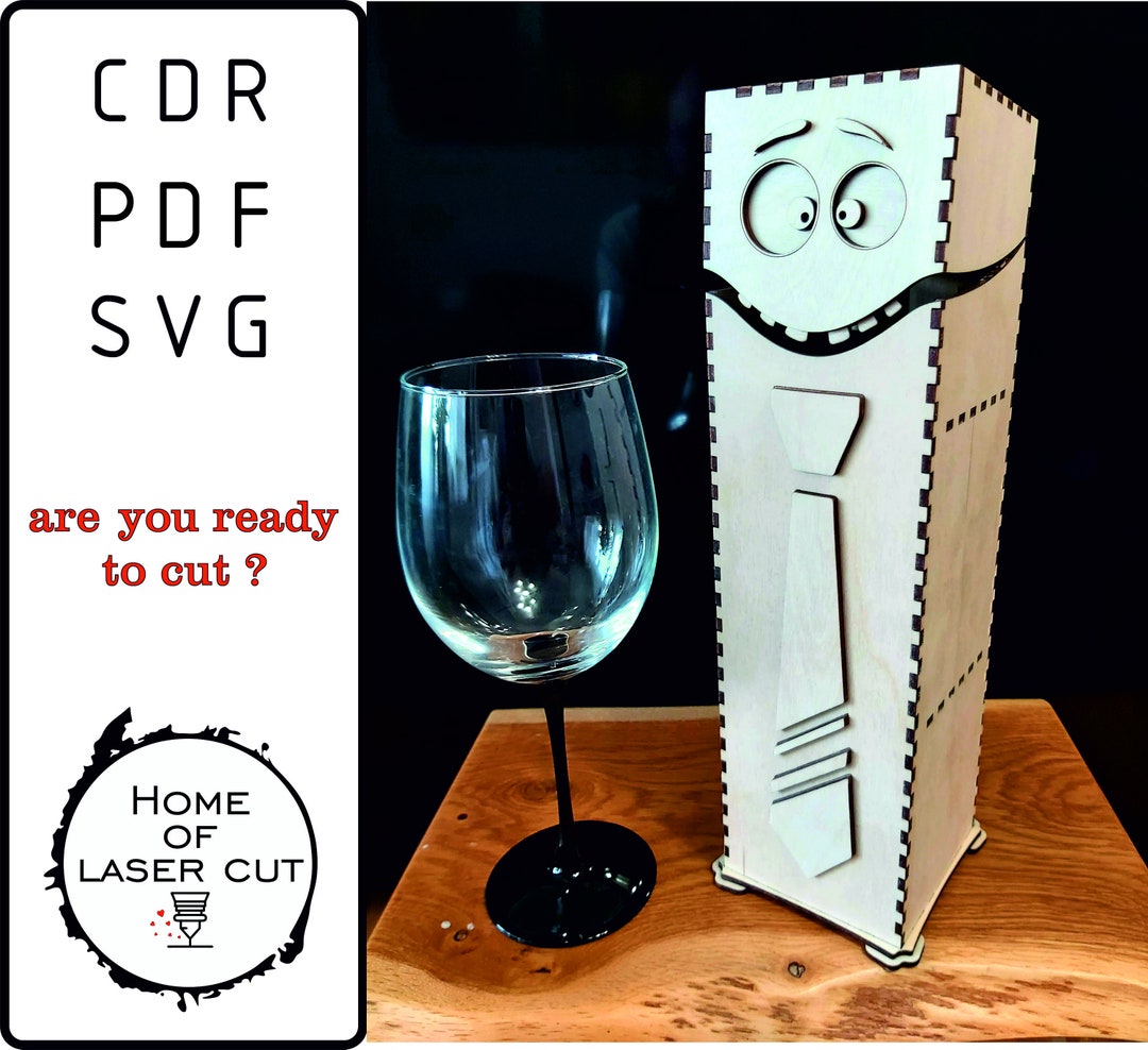 Vine Box Laser File, Svg, Dxf, Cdr, Pdf, 3mm, Wine Box Smiling Face - Etsy
