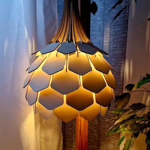 Design Lamps, Scandinavian Pine Cone Hanging Wooden Lamp, Pendant Light ...