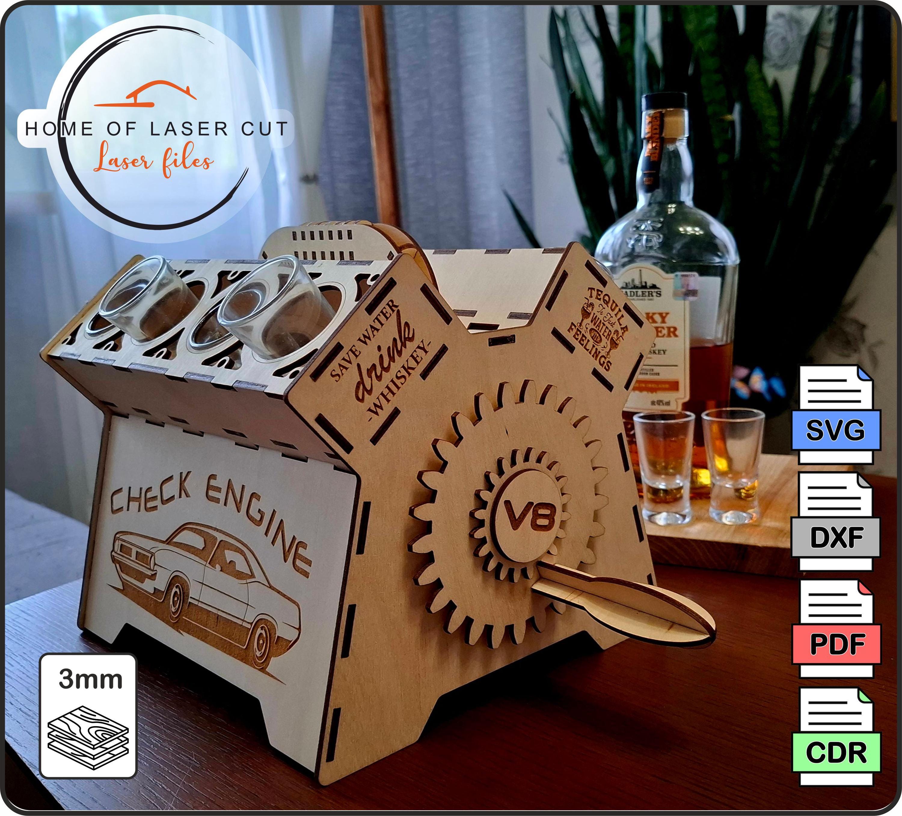 V8 Drink Glass Stand, Laser File Svg,cdr,dxf,pdf. Intended to Be Made ...