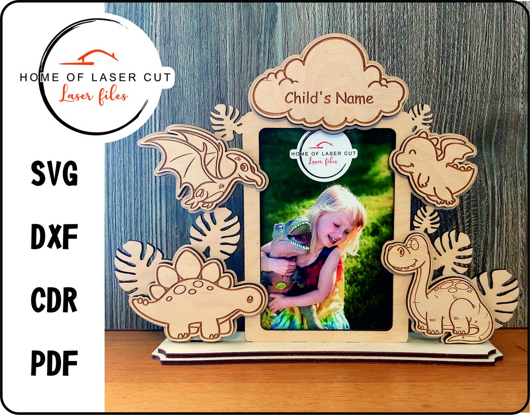Children's Photo Frames, Dinosaur Photo Frames, Svg Cdr Dxf Pdf, Laser ...