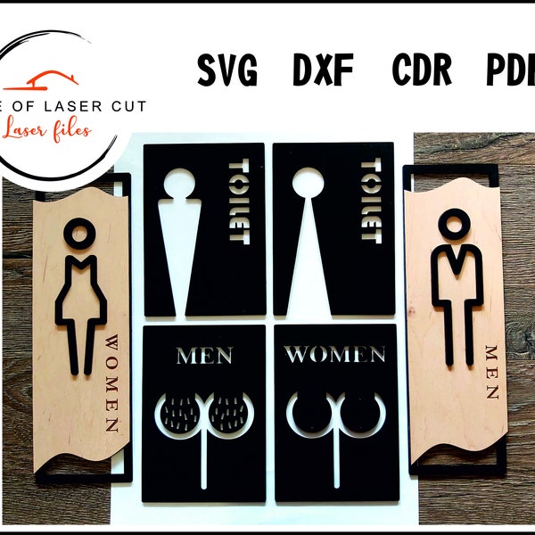 Restroom Sign Laser Files - Etsy