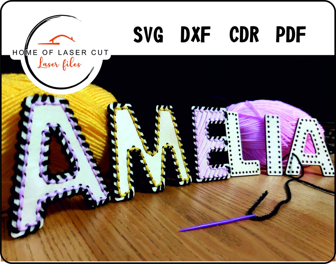 Alphabet Yarn Template File Set for Laser Cutting, Svg Dxf Cdr Pdf ...