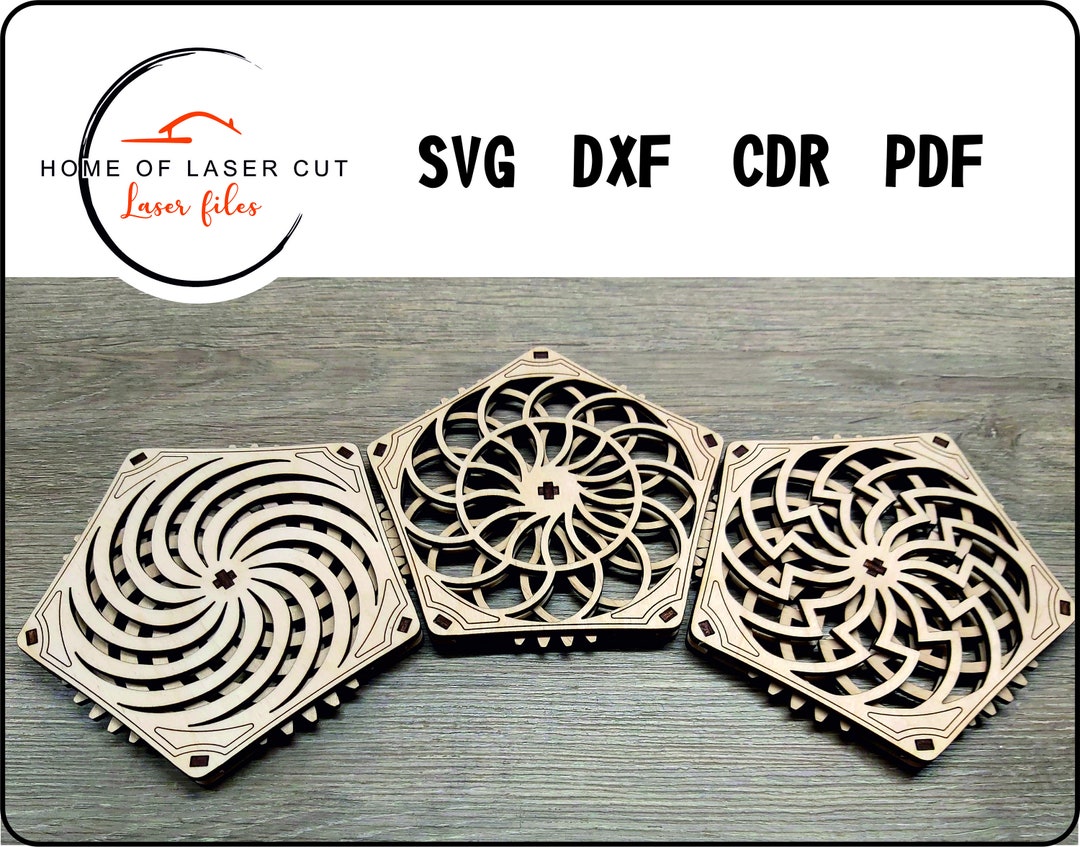 Mechanical, Cup and Glass Coaster, Laser File 3mm & 4mm, Svg Cdr Dxf ...