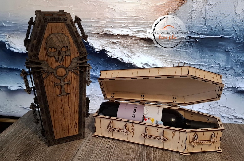 Halloween Coffin Box Laser Cut File, Wine Bottle, Candy (svg, Dxf, Cdr ...