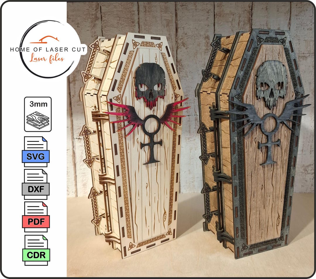 Halloween Coffin Box Laser Cut File, Wine Bottle, Candy (svg, Dxf, Cdr ...