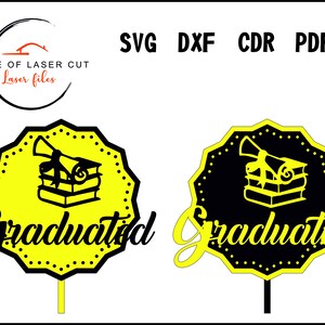 Graduation Cake Topper. Svg. Dxf. Cdr. Pdf. Laser Reddy - Etsy