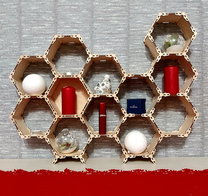 Honeycomb Shelf, Floating Hexagon Cell Shelf, Laser Cut File (svg, Dxf ...