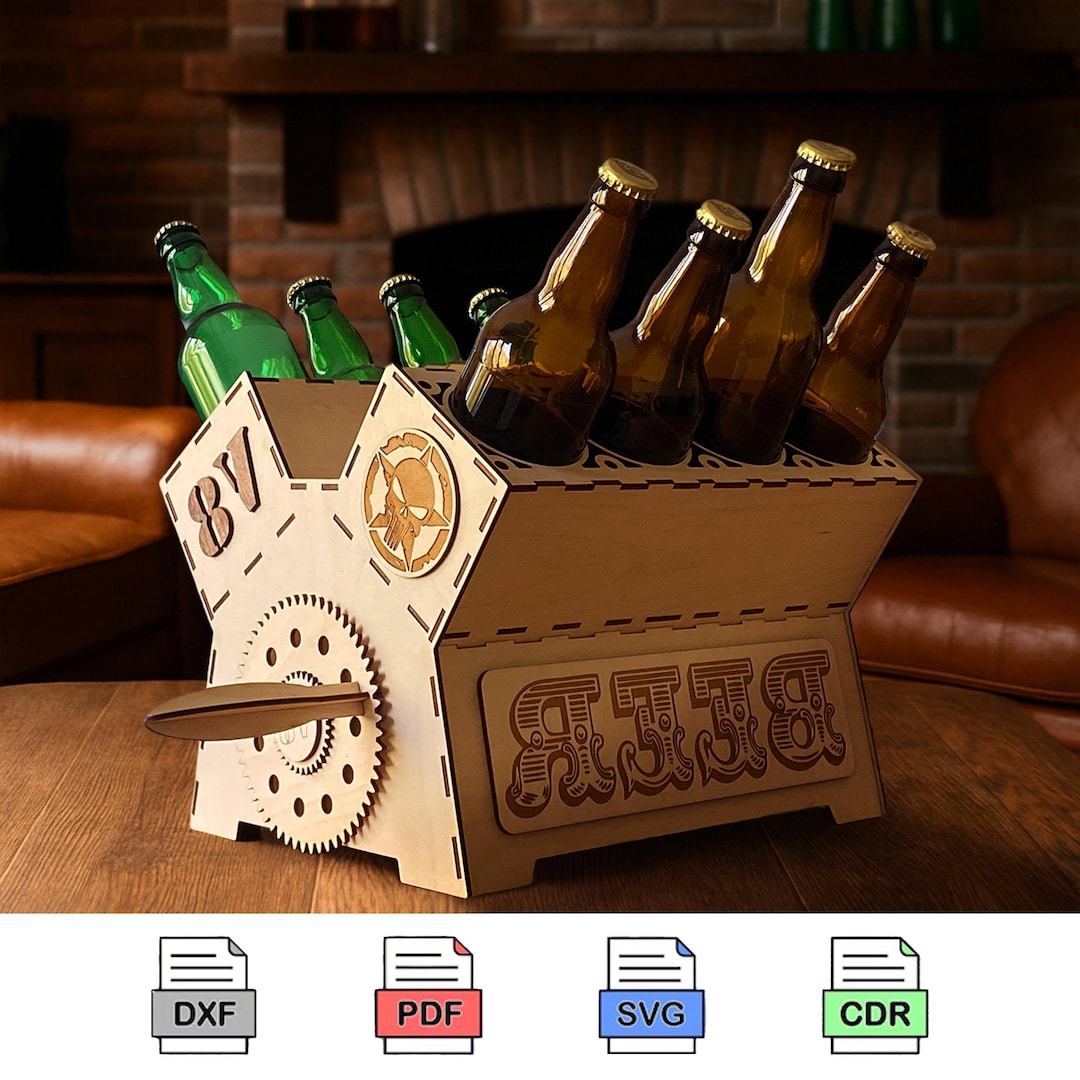 Beer Bottle Holder in the Shape of a V8 Engine, DIY Project for Laser ...