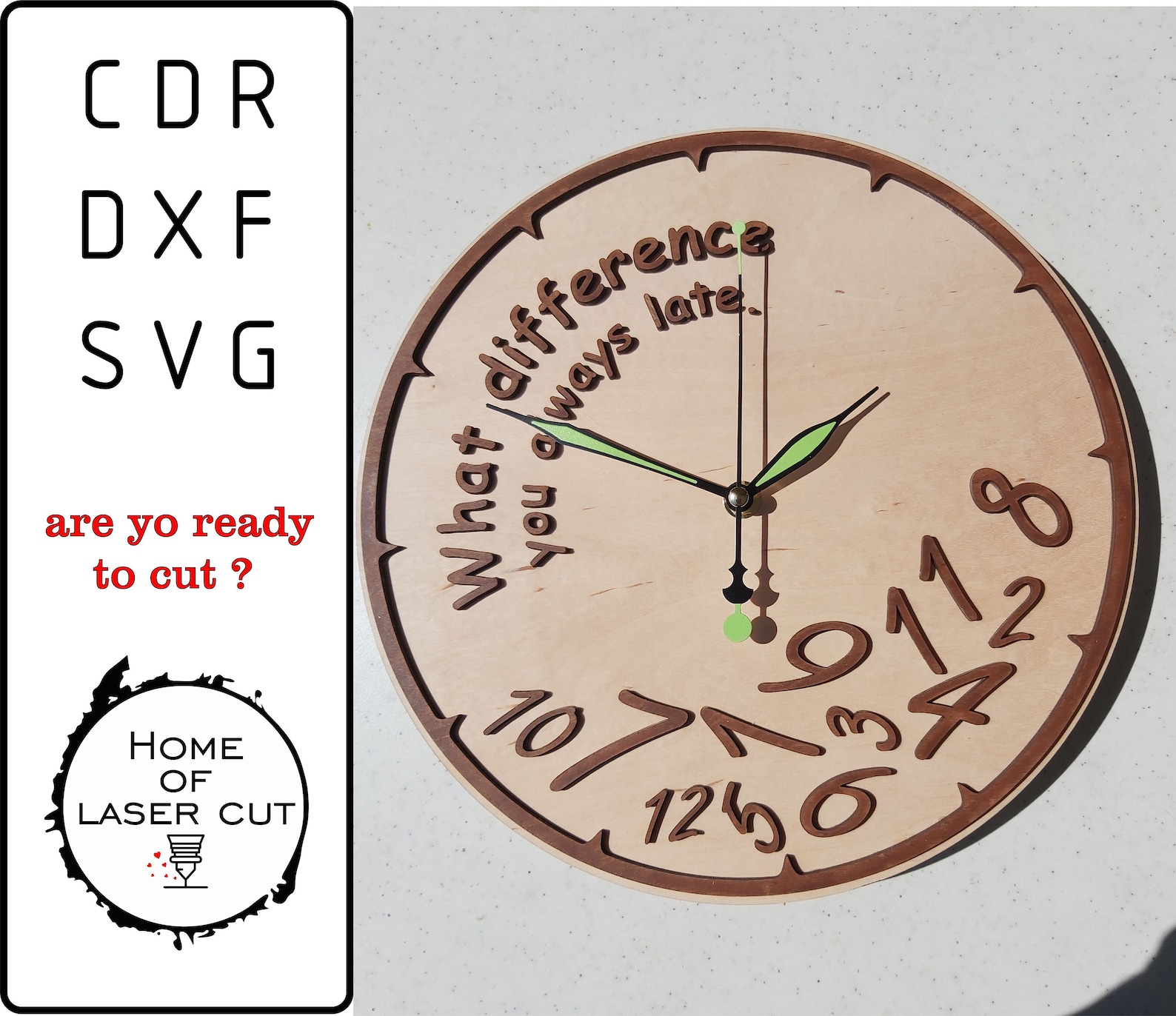 Clock CDR DXF SVG | Etsy