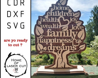 Family Tree Laser Cut Files Svg Cdr Dxf Pdf Glowforge Laser Digital ...