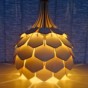 Design Lamps, Scandinavian Pine Cone Hanging Wooden Lamp, Pendant Light ...