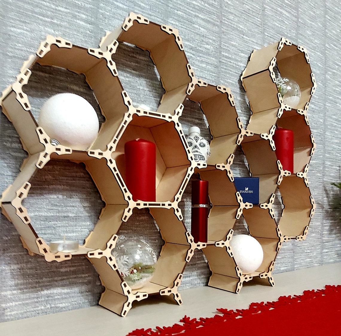 Honeycomb Shelf, Floating Hexagon Cell Shelf, Laser Cut File (svg, Dxf ...