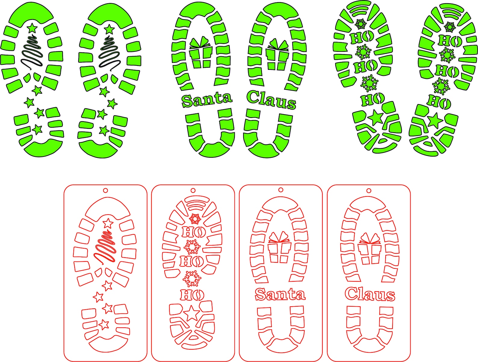 Santa Footprint Svg Dxf Cdr Christmas Footsteps Elf Shoes | Etsy