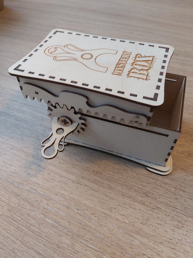 Laser Cut Files - Mechanical Box- SVG PDF CDR. Money Box. 3mm 1\8 Inch ...