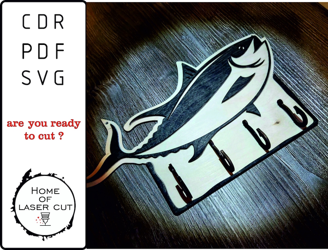 Fishing Key Holder Laser Cut, Svg Dxf Cdr Pdf Files. - Etsy