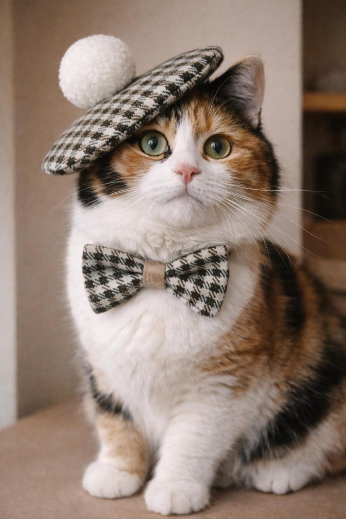 Scottish Tartan Cat Beret and Bow Tie Set: Pet Costume Accessory - Etsy