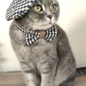 Costume for Cat, Beret Hat and Bowtie Set, Cat Outfit, Cat Bow Tie, Cat ...
