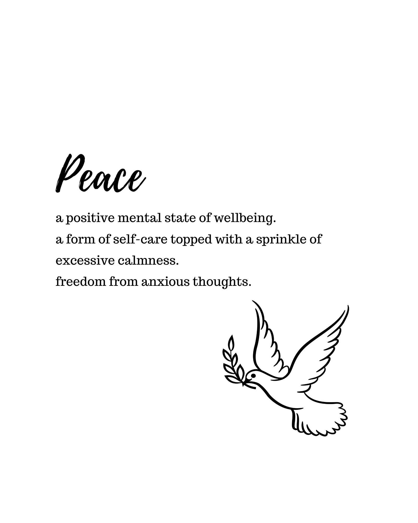 Peace Definition Set of 2,definition Prints, Wall Art Prints, Quote ...