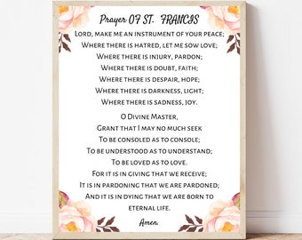 Prayer of St Francis of Assisi, Religious Wall Art, Giclee Print ...