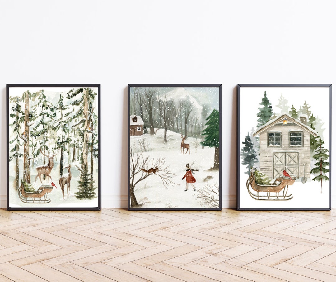 Winter Prints Set of 3 Winter Printable Download Christmas Prints ...