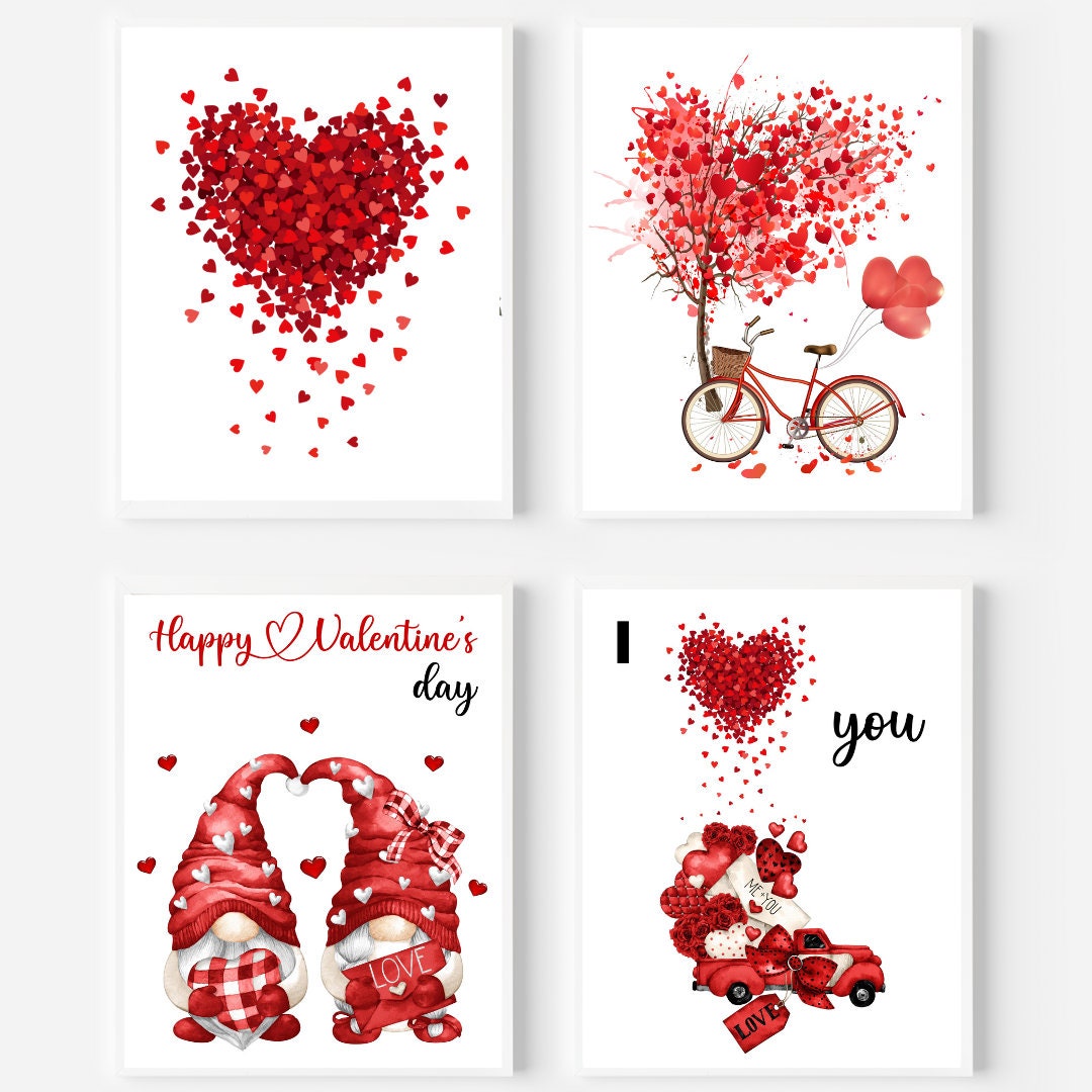 Valentines Day Decor 3D Red Pink Heart Print Valentine Poster ...
