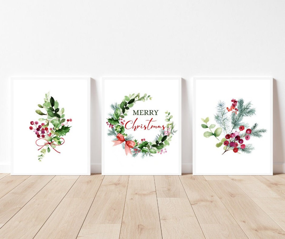 Christmas Print Set of 3 Christmas Decorations Christmas Print Digital ...