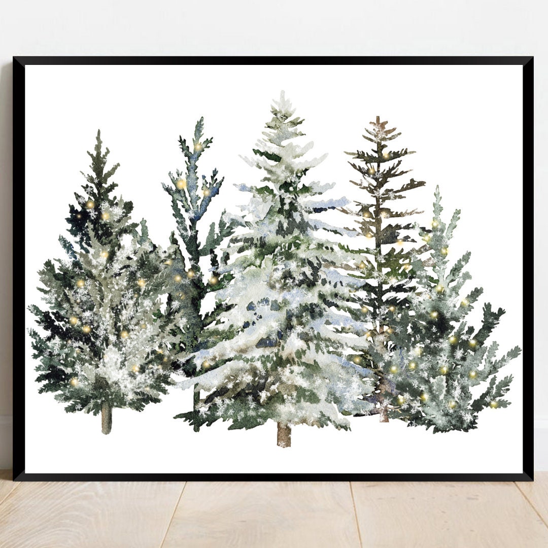 Christmas Print Winter Print Christmas Trees Print Winter Art Prints ...
