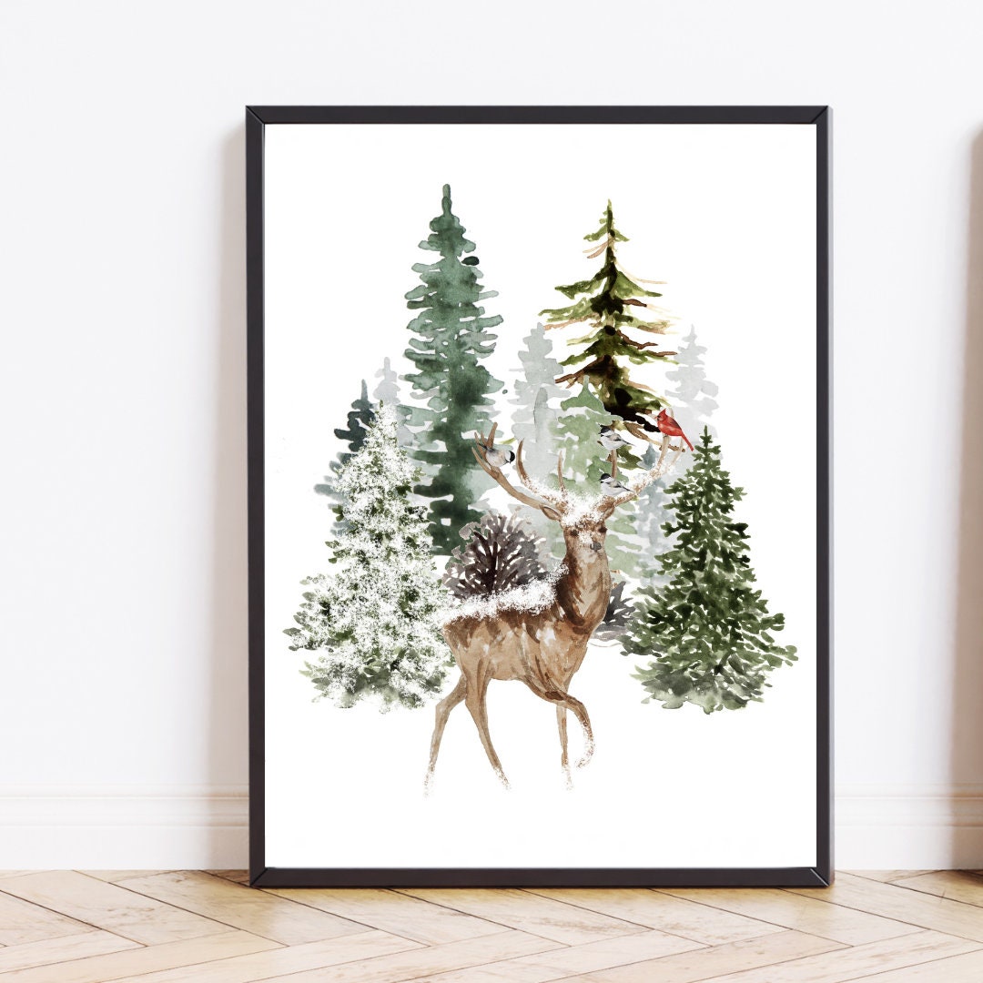 Christmas Trees Print Winter Prints Download Christmas Printable Wall ...