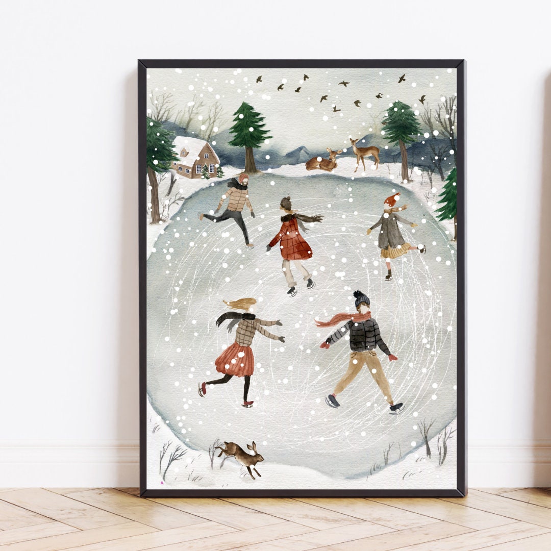 Ice Skating Winter Prints Download Winter Wall Art Print - Etsy